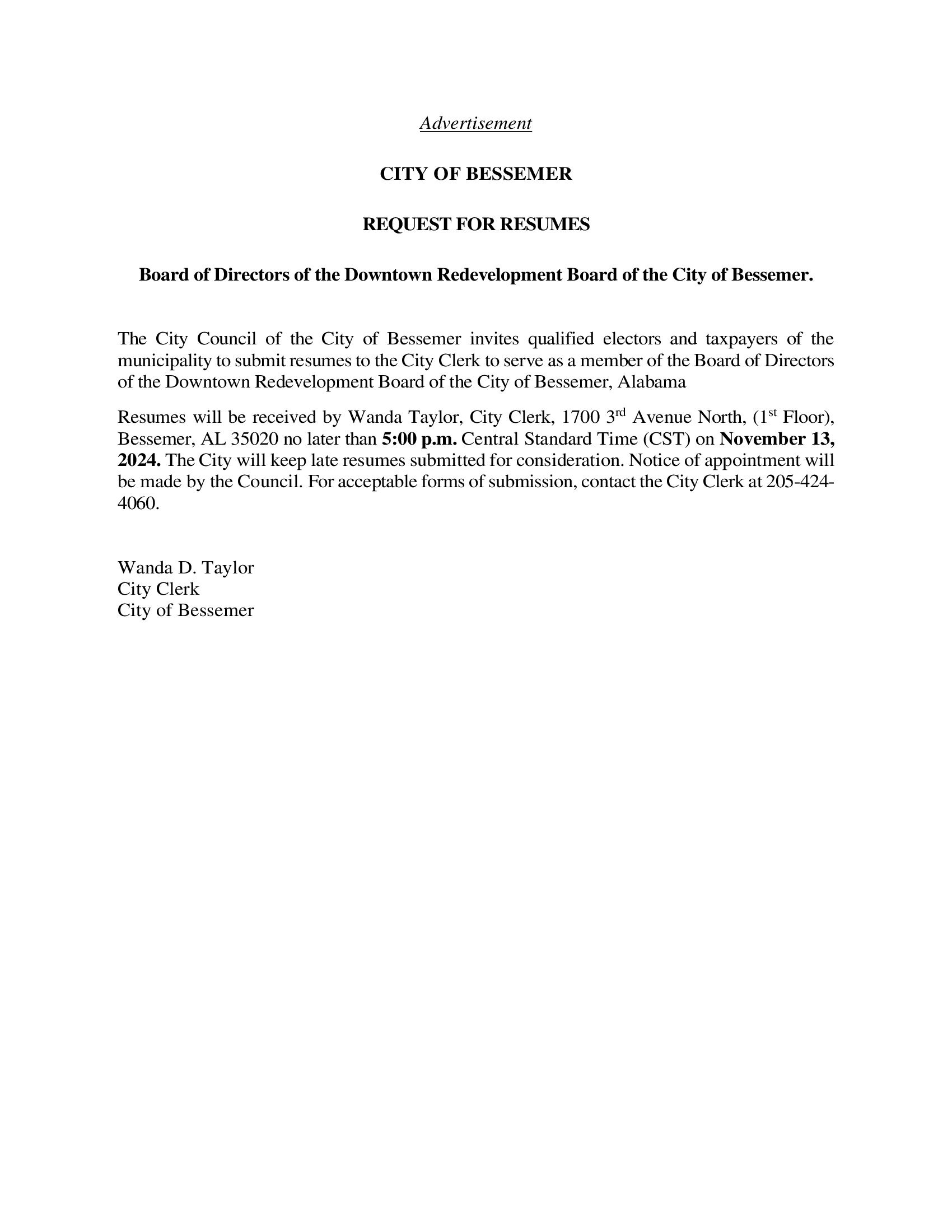 Downtown Redevelopment Board – The City of Bessemer